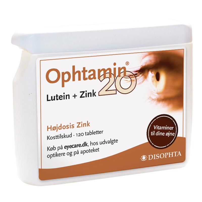 Køb Ophtamin 20 Lutein + Zink (120 tabl) | Gratis fragt