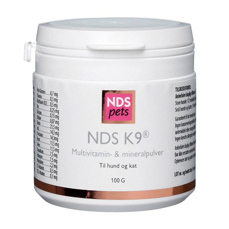 Køb NDS K9 Multivitamin/mineral Hund og Kat 100 gr. | Pris kun 156 ...