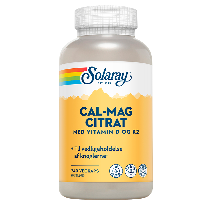 Køb Solaray Cal-Mag M. Vitamin D > K2 (240 kap) | Gratis Fragt